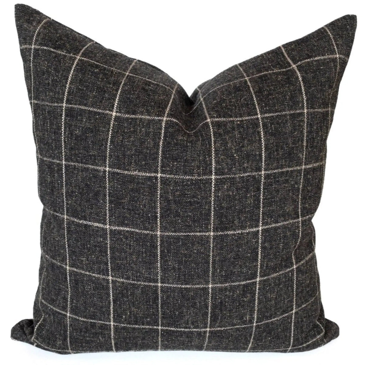 Brown Plaid Pillow Cover - Camden Sable Windowpane Throw Pillow ...